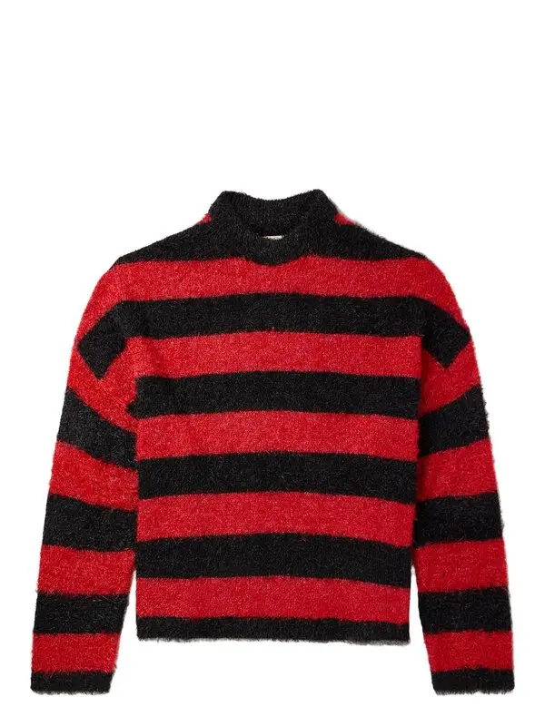 SAINT MXXXXXX Glittered Striped Knitted Sweater - Black