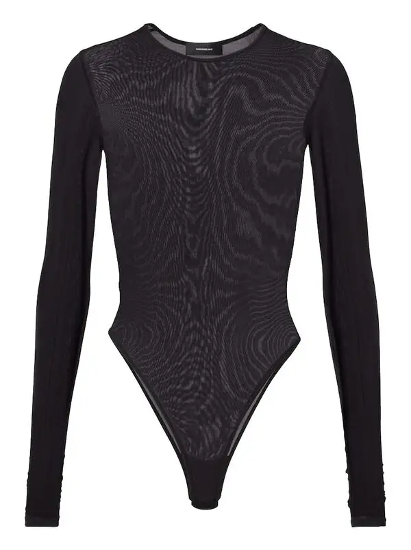 Wardrobe.NYC Sheer Bodysuit - Black
