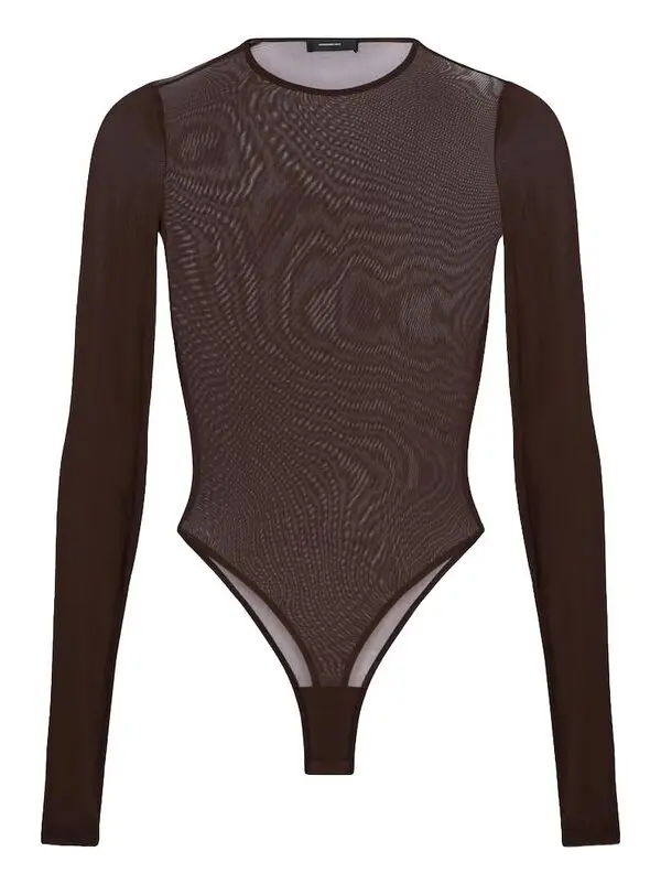 Wardrobe.NYC Sheer Bodysuit - Brown