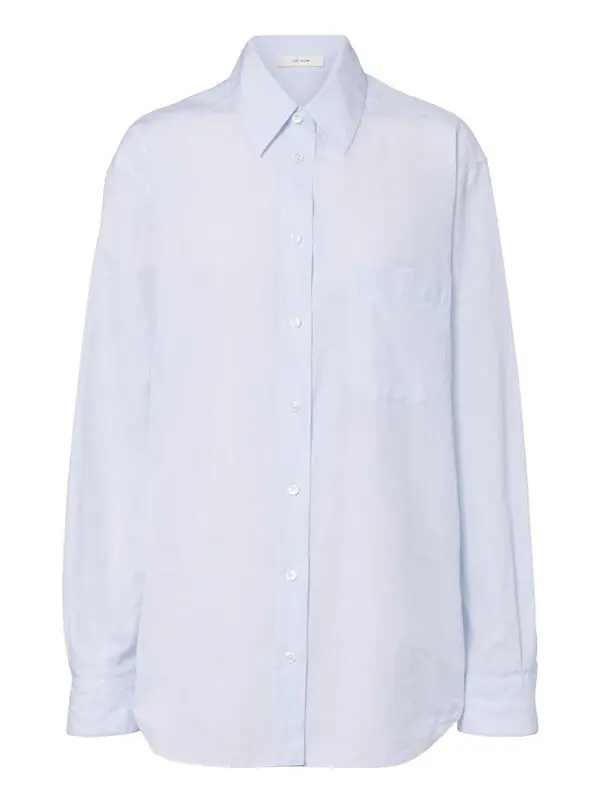 THE ROW Gavina Cotton Chambray Shirt - Blue