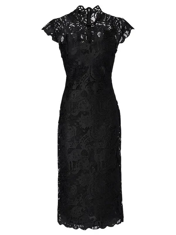 Staud Rosaline Guipure Lace Cocktail Dress - Black