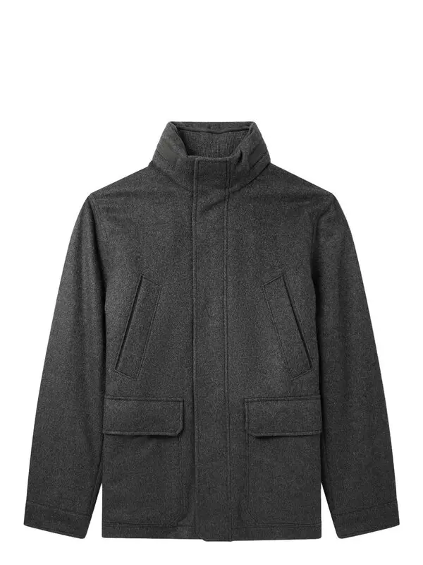Zegna Padded Suede-trimmed Oasi Cashmere Coat - Gray