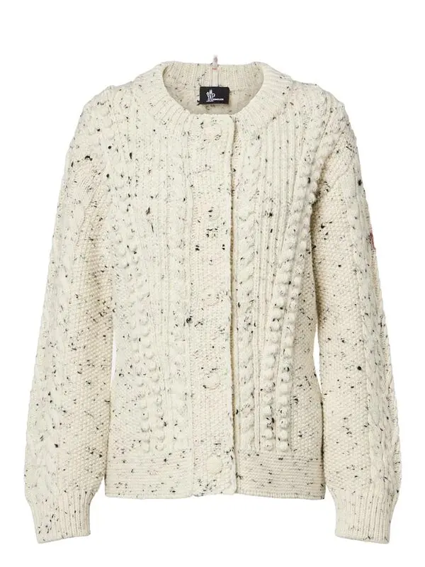 Moncler Cable-knit Wool Cardigan - White