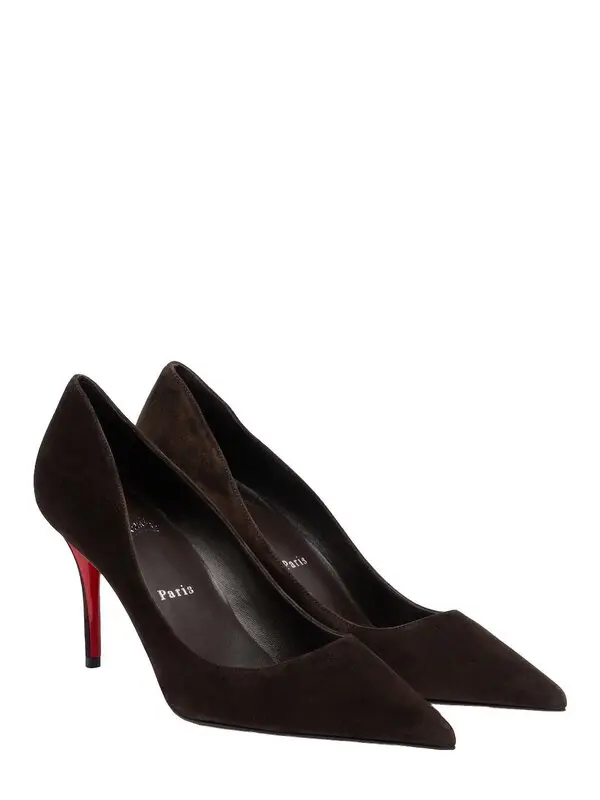 CHRISTIAN LOUBOUTIN Suede Pointed Toe Pumps - Brown