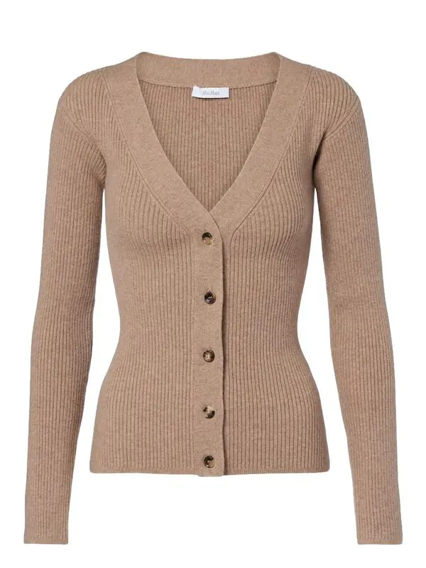 Max Mara Gioiosa Wool And Cashmere-blend Cardigan - Beige