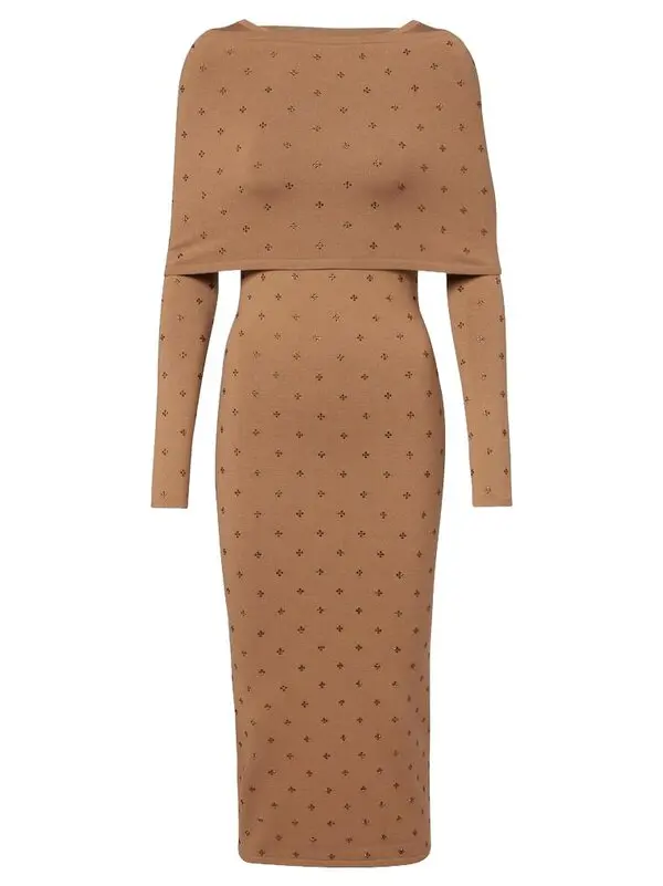 Max Mara Adatti Embellished Wool-blend Midi Dress - Beige