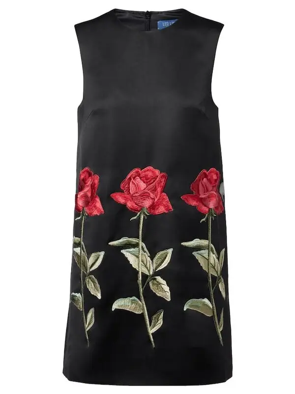 LEO LIN Yvonne Floral Embroidered Minidress - Black