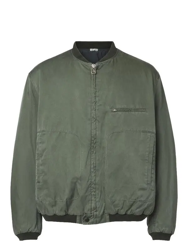 A.PRESSE Silk And Cotton Bomber Jacket - Green
