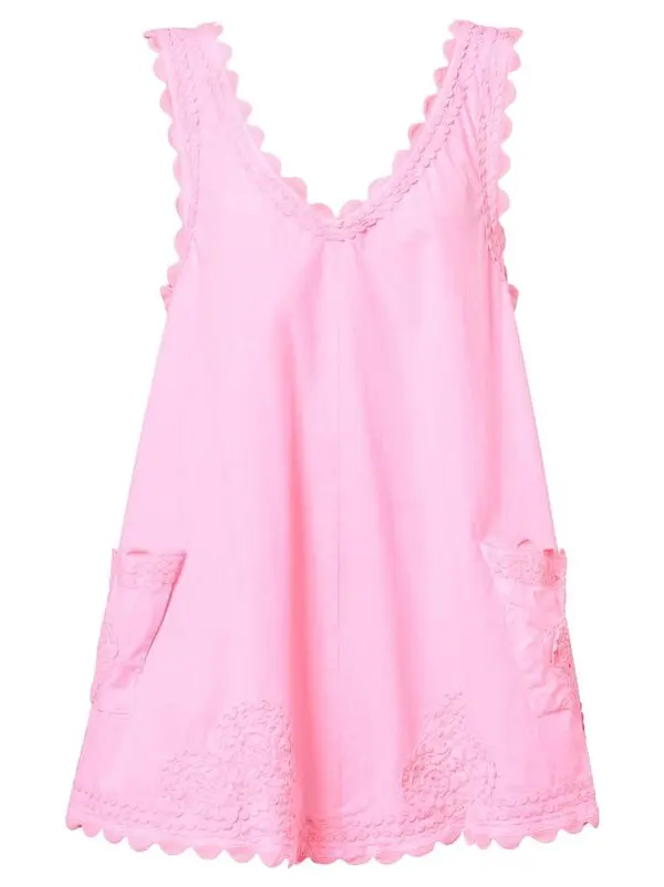 JULIET DUNN Embroidered Cotton Poplin Mini Dress - Pink