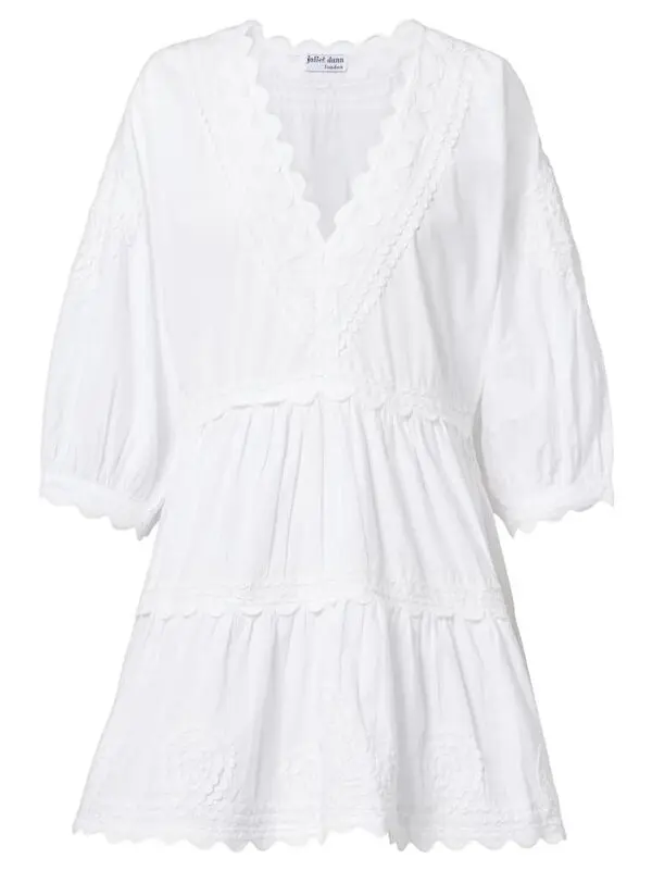 JULIET DUNN Embroidered Cotton Poplin Minidress - White