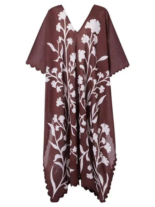 JULIET DUNN Floral Cotton Kaftan - Brown