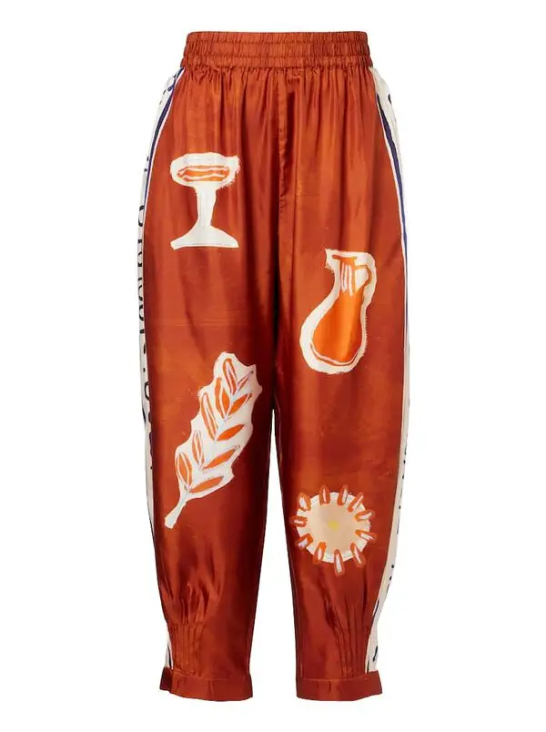ALEMAIS Alémais X Lrnce Soleil D'amour Silk Tapered Pants - Orange