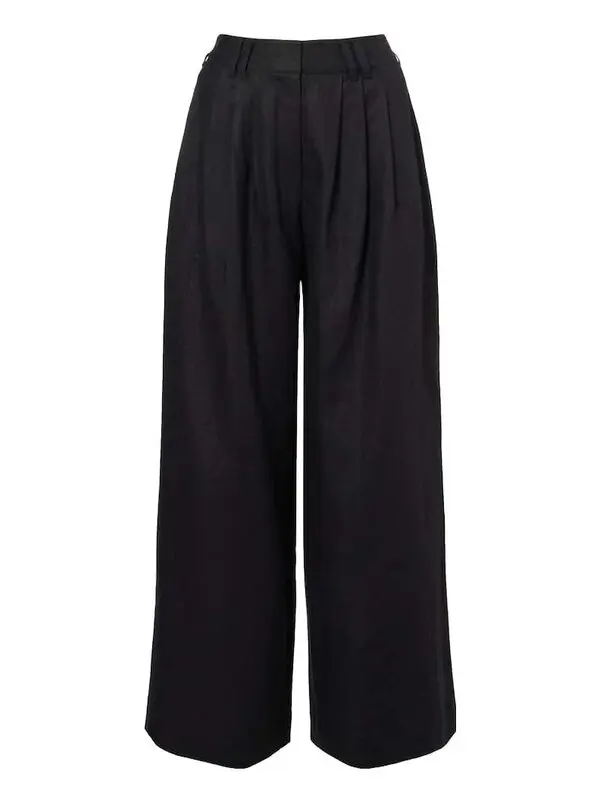 Posse Parker High-rise Wide-leg Linen Pants - Black