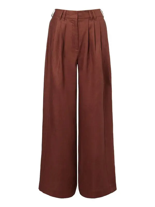 Posse Parker High-rise Wide-leg Linen Pants - Brown