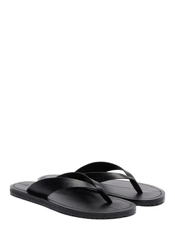 A.emery Flora Leather Thong Sandals - Black