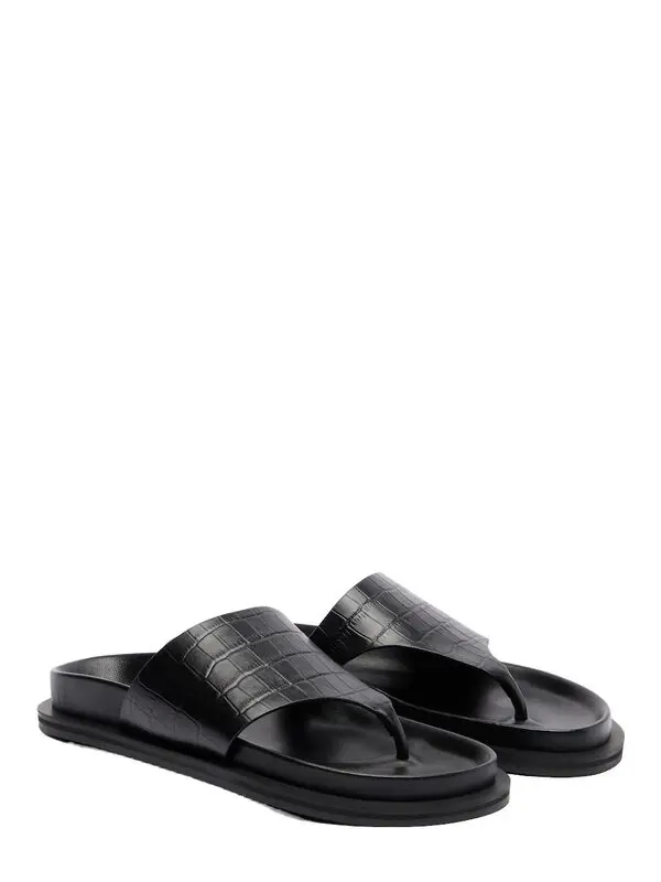 A.emery Imara Croc-effect Leather Thong Sandals - Black