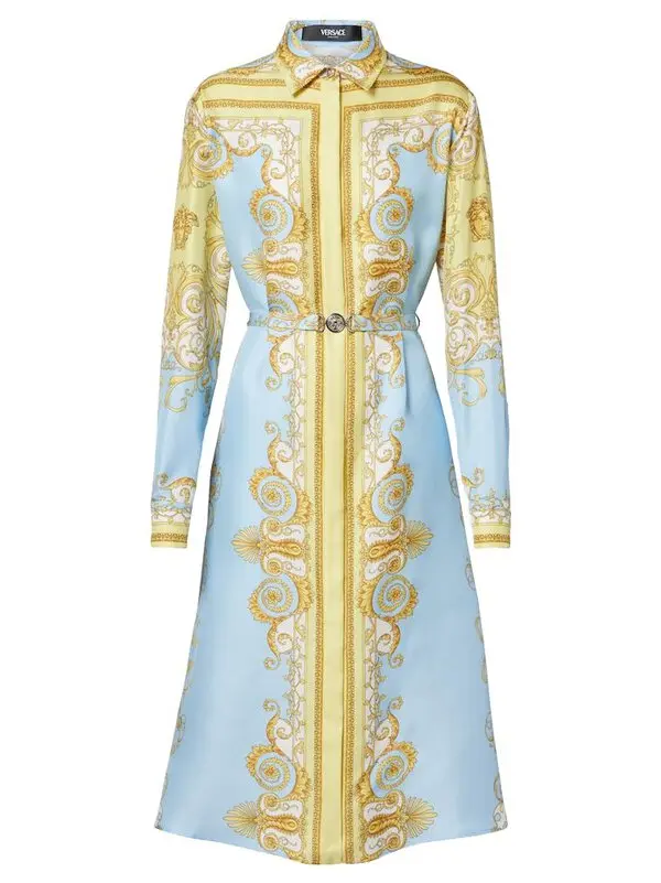 Versace Barocco Silk Twill Midi Dress - Multicoloured