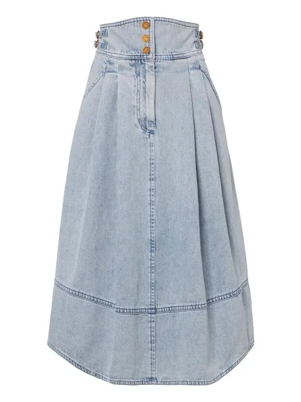 Zimmermann Wandlerlust Denim Midi Skirt - Blue