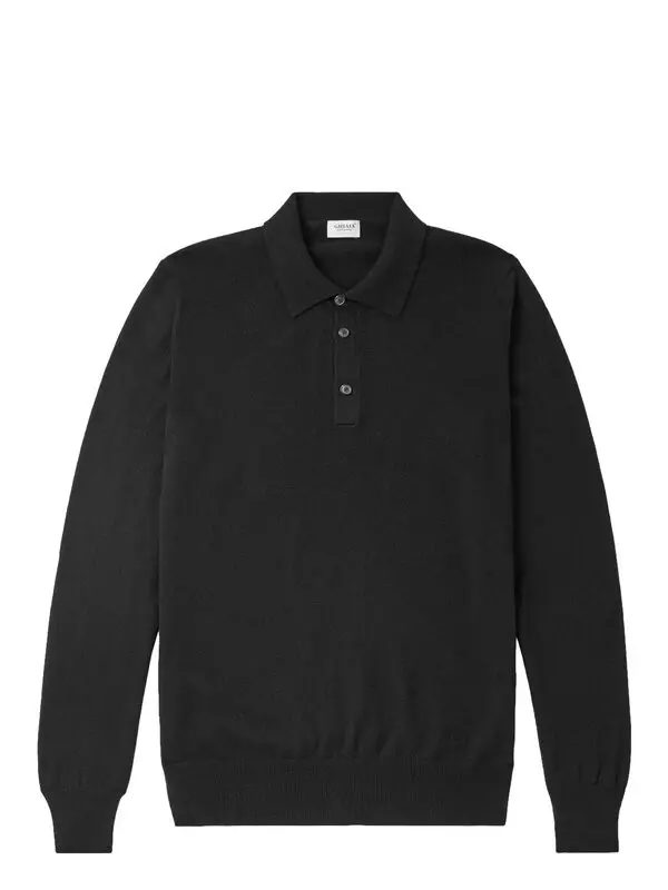 GHIAIA Cashmere Polo Shirt - Black