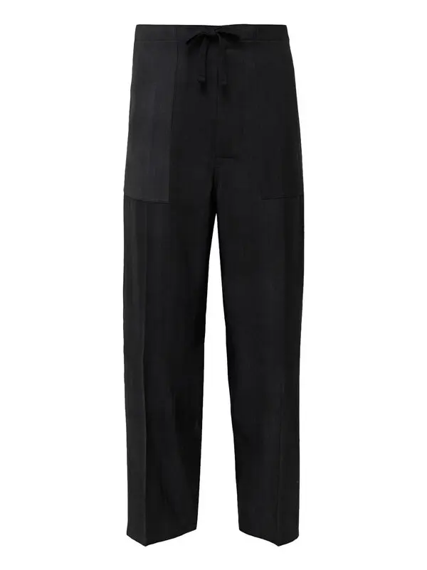 KAPTAIN SUNSHINE Straight-leg Wool-twill Drawstring Trousers - Gray