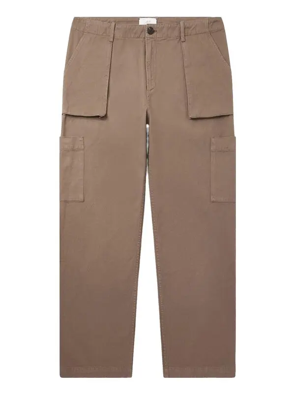 Mr P. Edward Straight-leg Cotton-twill Cargo Trousers - Brown