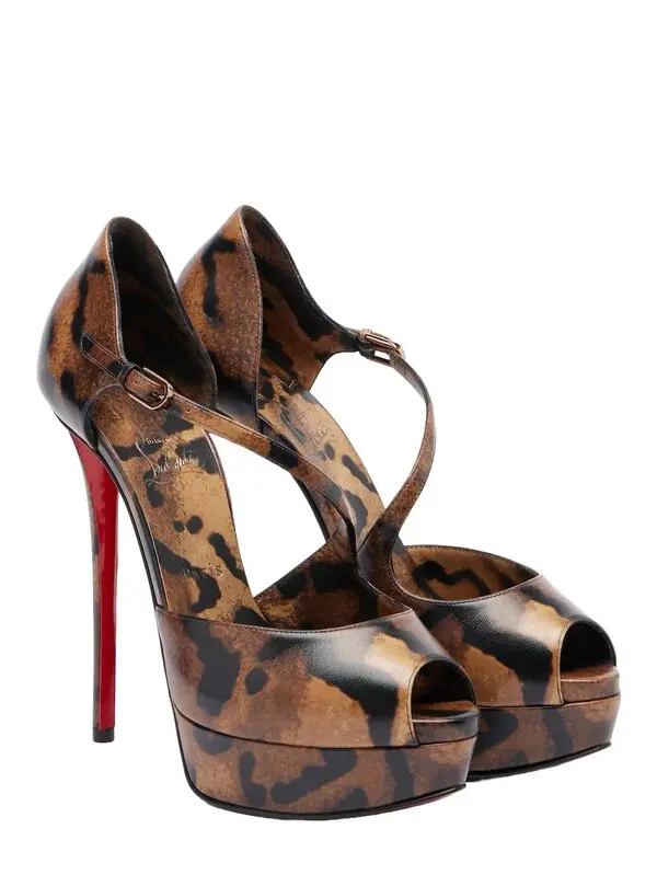 CHRISTIAN LOUBOUTIN Miss Zigourata 160 Leather Platform Pumps - Brown