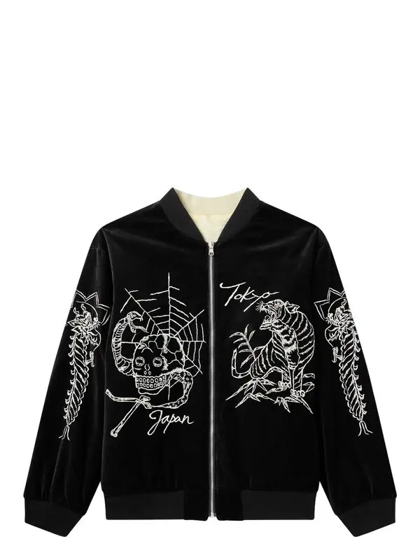 NEIGHBORHOOD Souvenir Reversible Embroidered Bomber Jacket - Black
