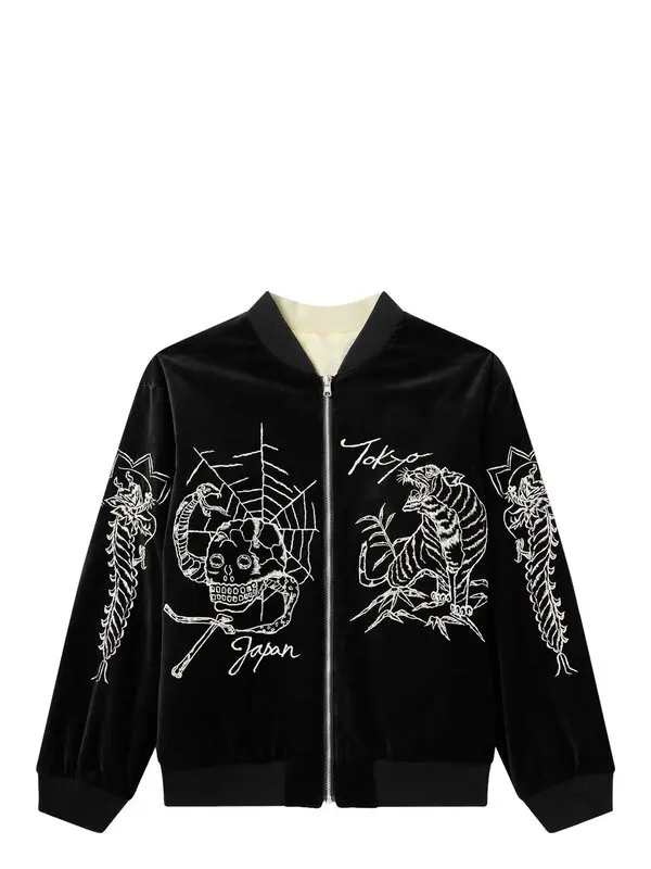 NEIGHBORHOOD Souvenir Reversible Embroidered Bomber Jacket - Black