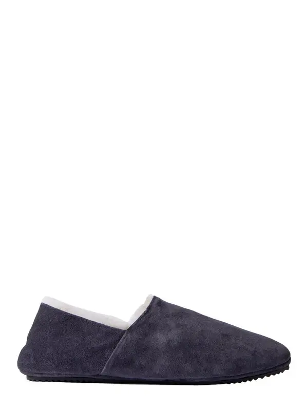 Mr P. Plush-lined Suede Slippers - Blue