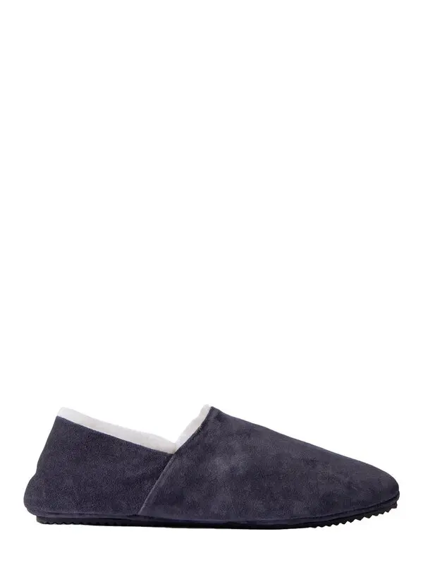 Mr P. Plush-lined Suede Slippers - Blue