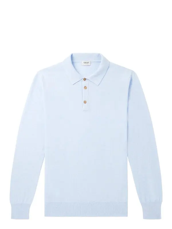GHIAIA Cashmere Polo Shirt - Blue