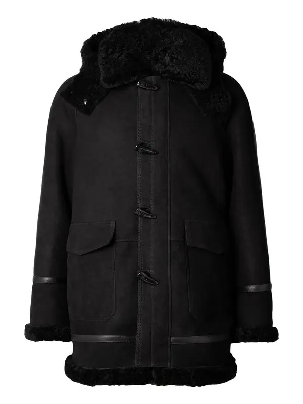 Mr P. Oversized Shearling Duffle Coat - Black