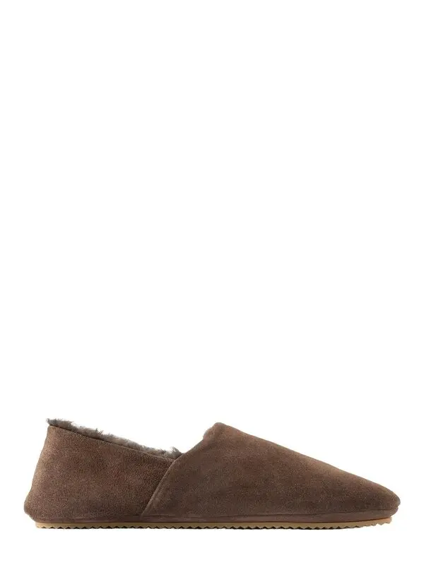 Mr P. Plush-lined Suede Slippers - Brown