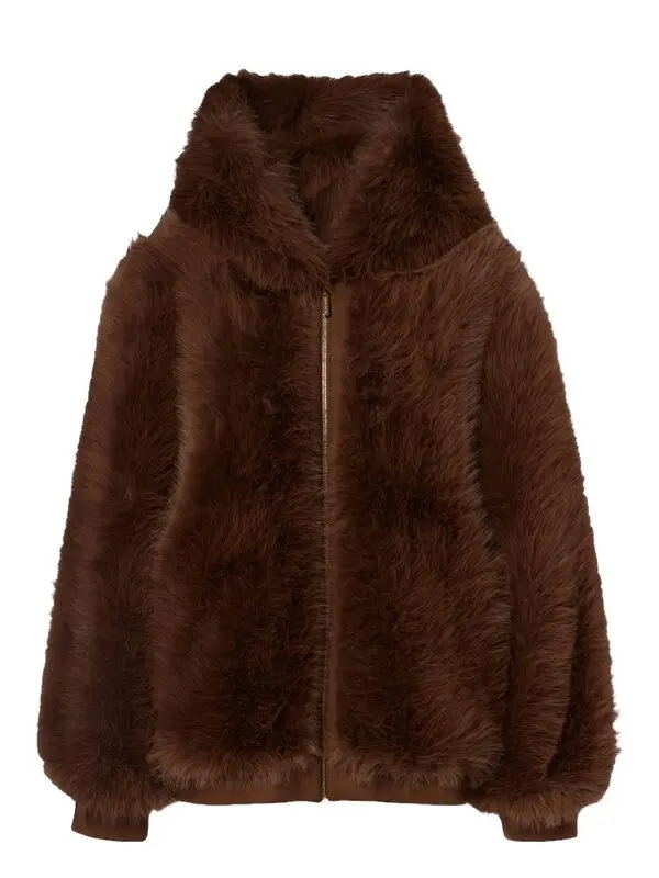 Elie Saab Hooded Zip-up Jacket - Brown