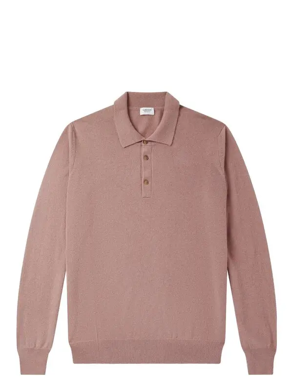 GHIAIA Cashmere Polo Shirt - Pink