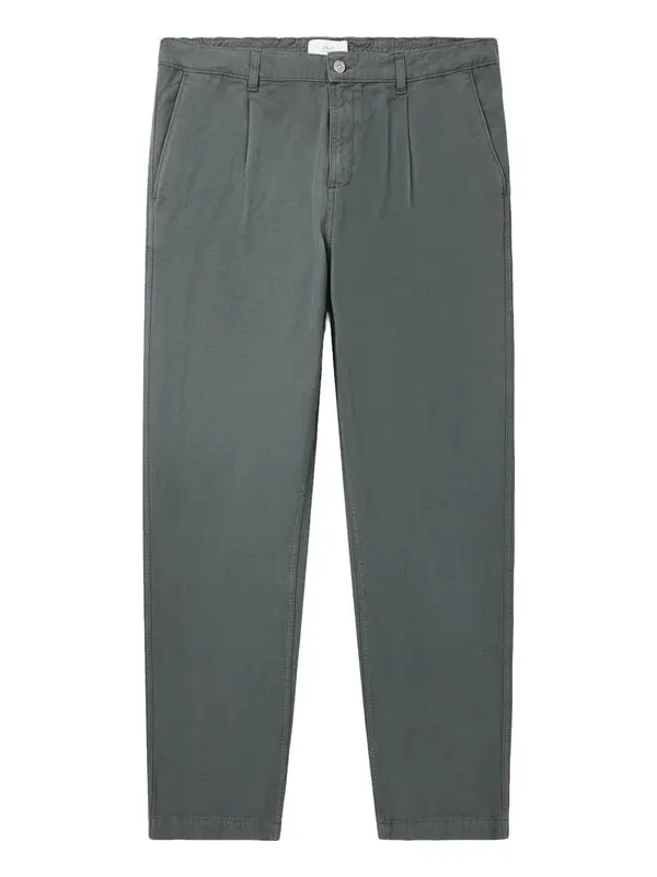 Mr P. Daniel Tapered Pleated Organic Cotton-canvas Trousers - Gray