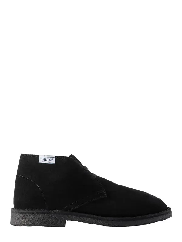 GHIAIA Logo-appliquéd Suede Desert Boots - Black