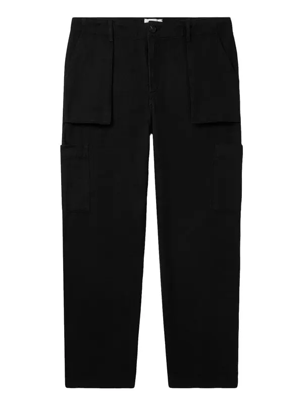 Mr P. Edward Straight-leg Cotton-twill Cargo Trousers - Black
