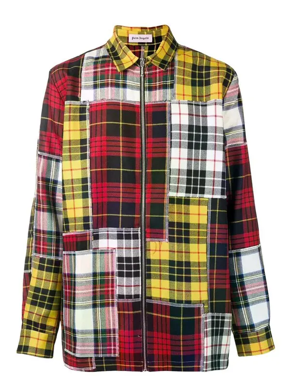 Palm Angels Check Colour-block Shirt - Red