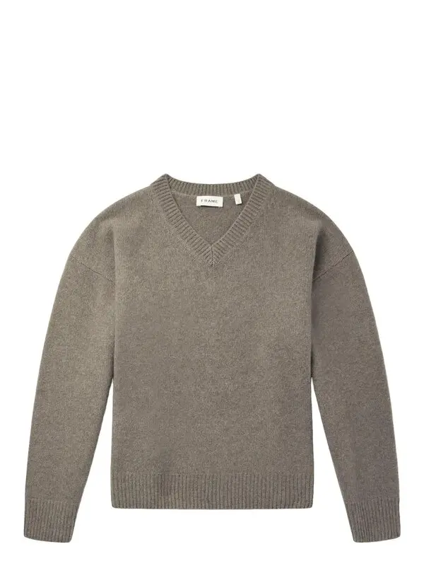 FRAME Cashmere V-neck Sweater - Brown