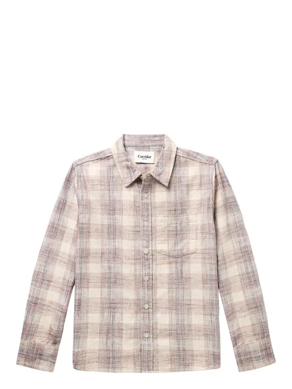 CORRIDOR Rosewood Checked Cotton Shirt - Neutrals