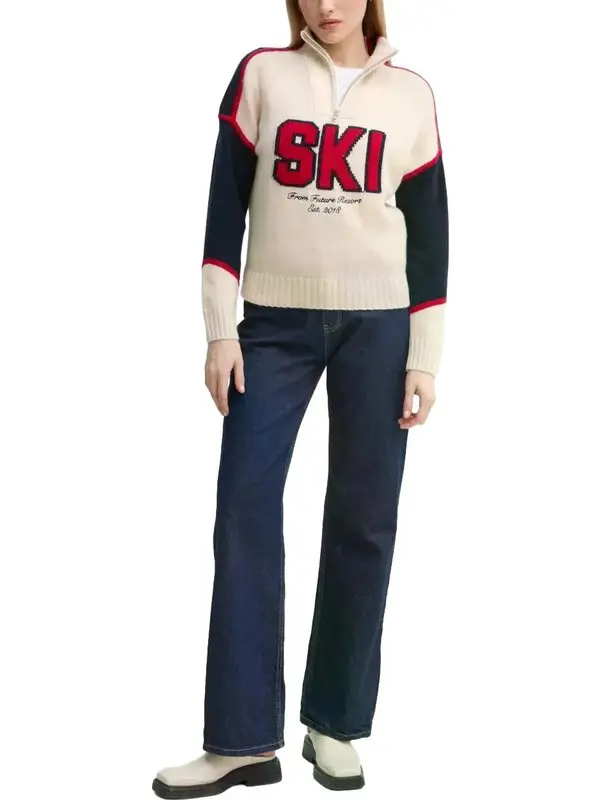 From Future Ski Graphic Zip-up Sweater - Neutrals