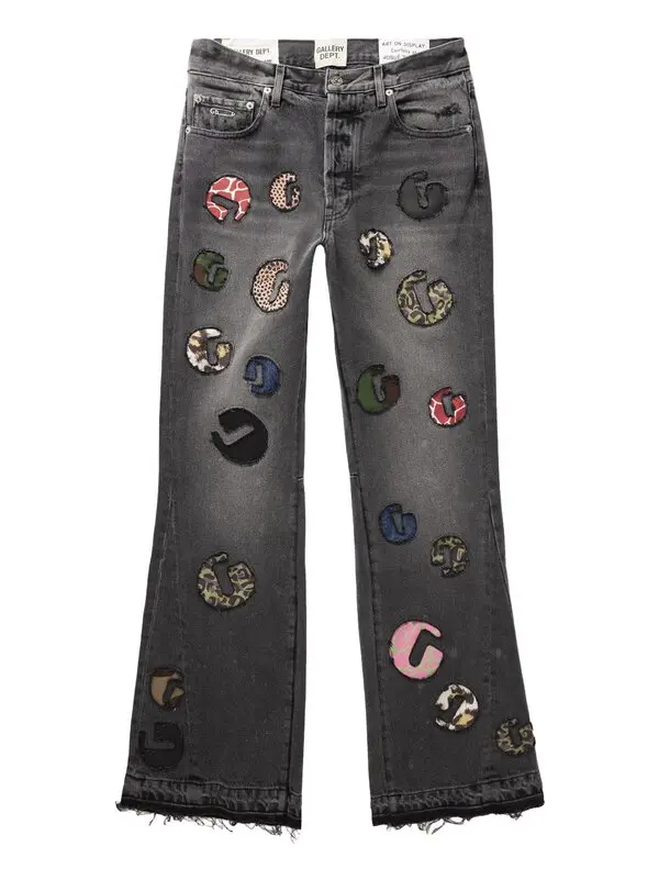 GALLERY DEPT. G-time Flared Jeans With Logo Appliqués - Black