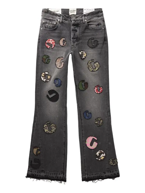 GALLERY DEPT. G-time Flared Jeans With Logo Appliqués - Black