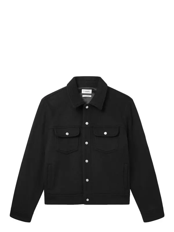 FRAME Wool-blend Trucker Jacket - Black
