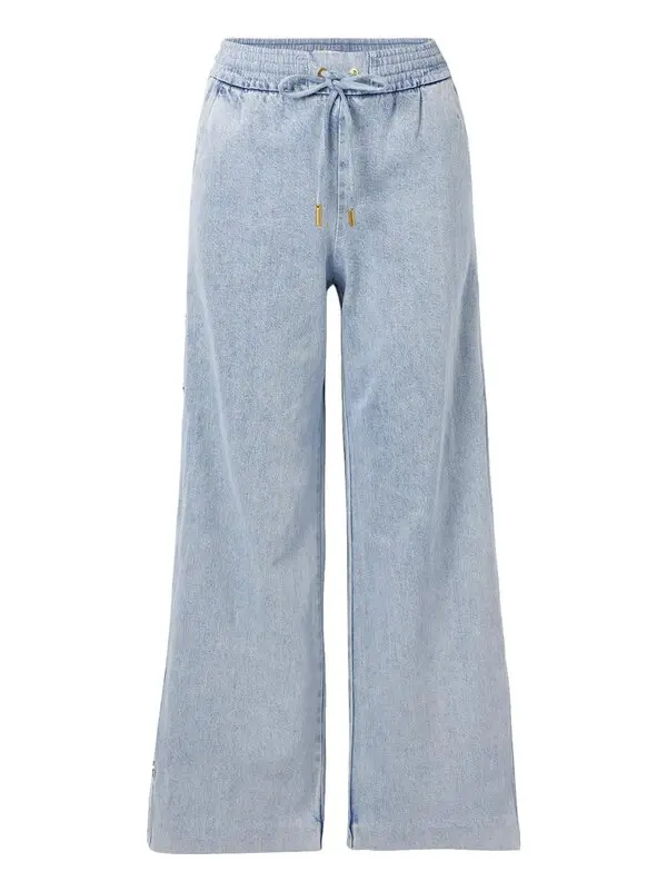 Zimmermann Button-detailed Mid-rise Wide-leg Jeans - Blue