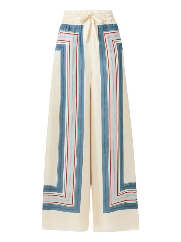 Zimmermann Striped Silk-twill Wide-leg Pants - Blue