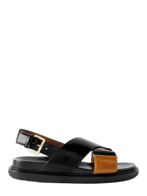 Marni Fussbett Two-tone Leather Slingback Sandals - Black