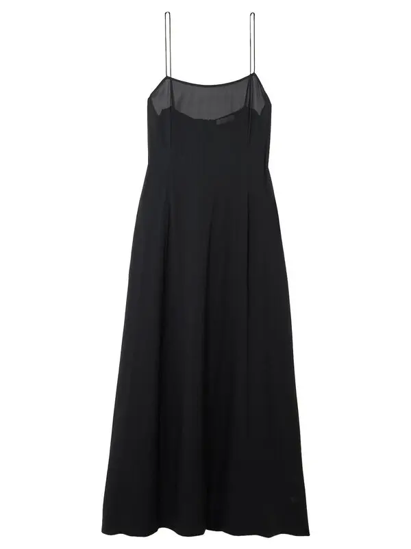 ST. AGNI Silk-blend Georgette Maxi Dress - Black