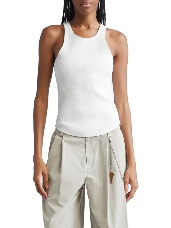 Alexander Wang Racerback Stretch Cotton Rib Tank - White